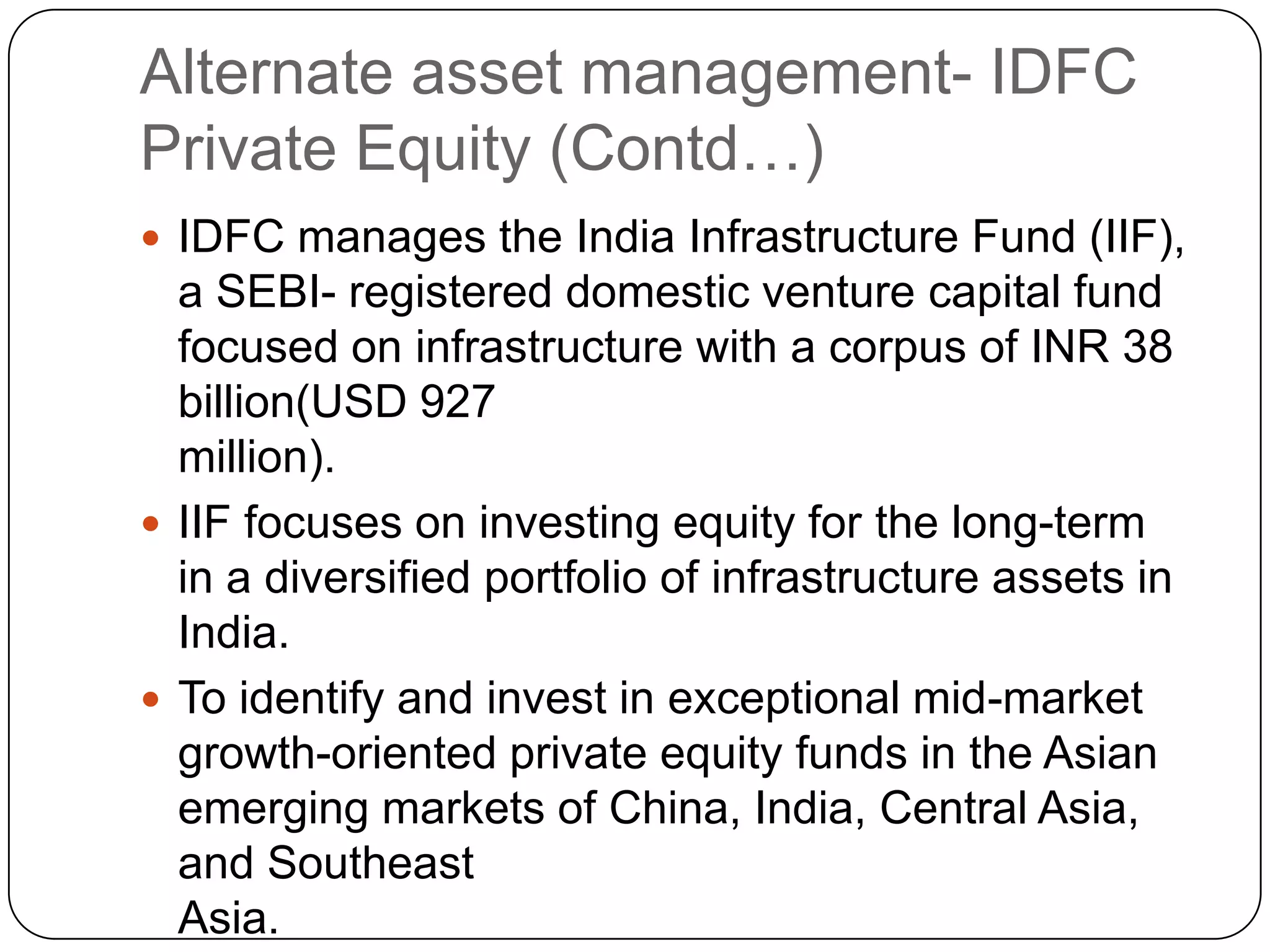Role of idfc_in_infrastucture_finance | PPTX | Private Equity ...