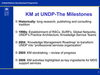 Role of IGOs in Knowledge Management - A UNDP Case Study 2006 | PPT
