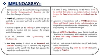 ROLE OF IMMUNOASSAY FOR DETECTION OF NARCOTIC DRUG.pptx