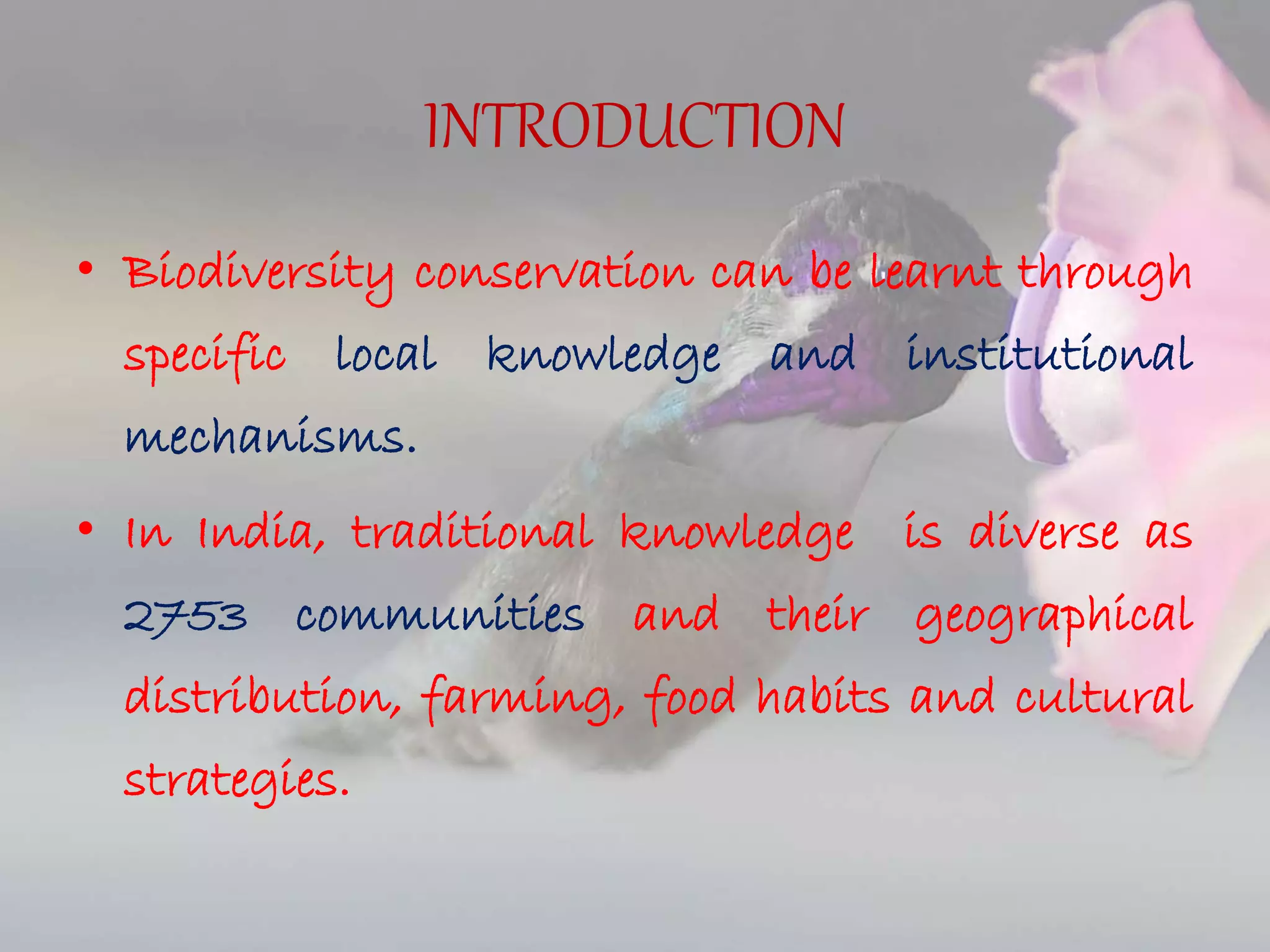 Role of indigenous people in biodiversity conservation | PPTX