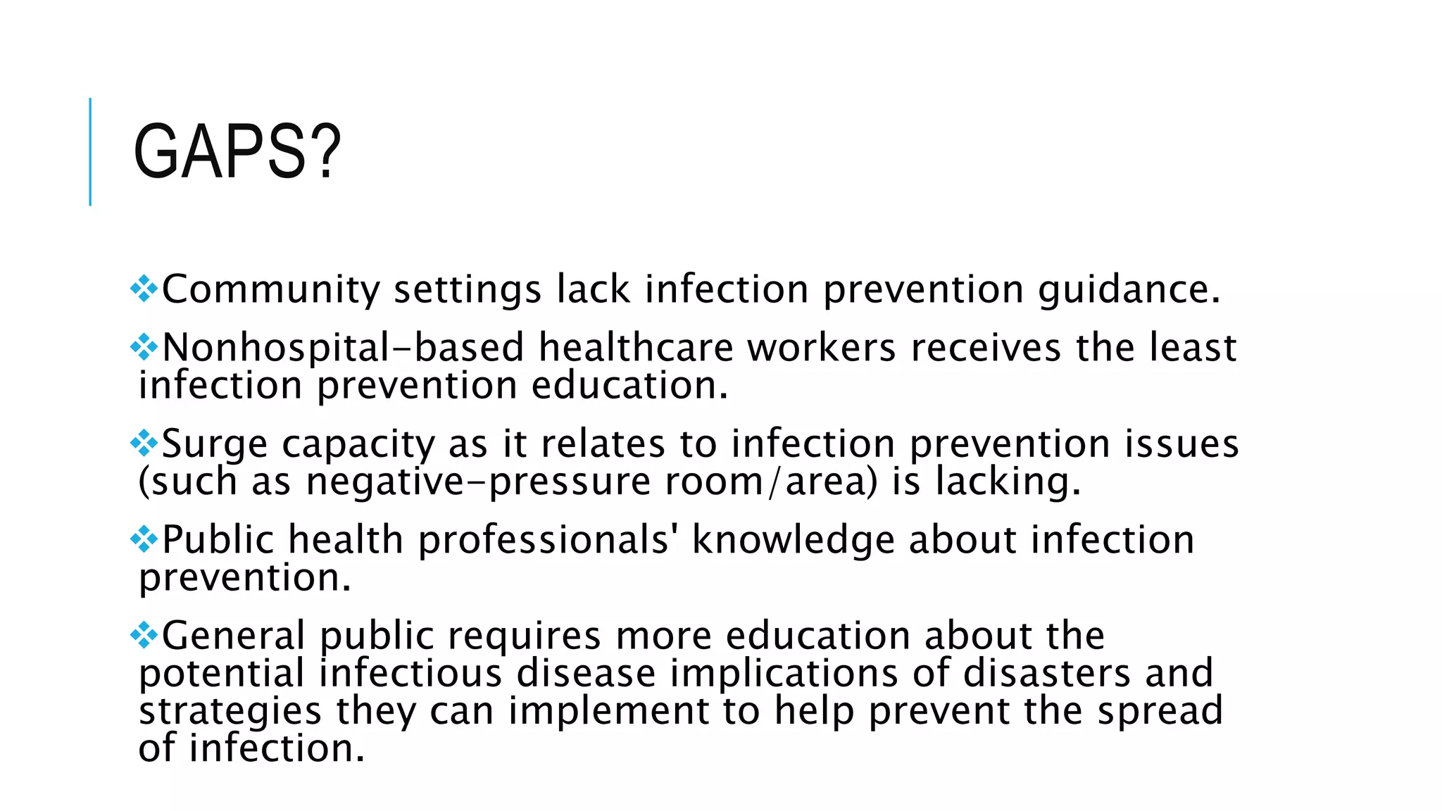 Role of infection control during emergency crisis | PPTX