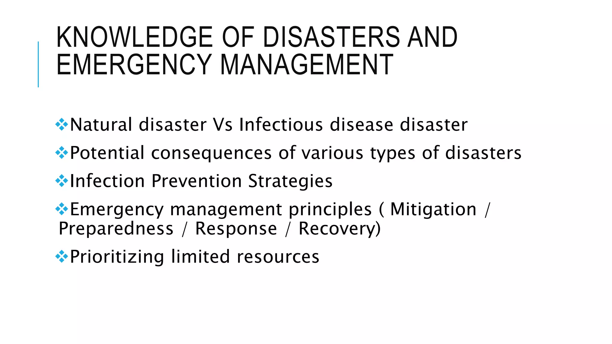 Role of infection control during emergency crisis | PPTX