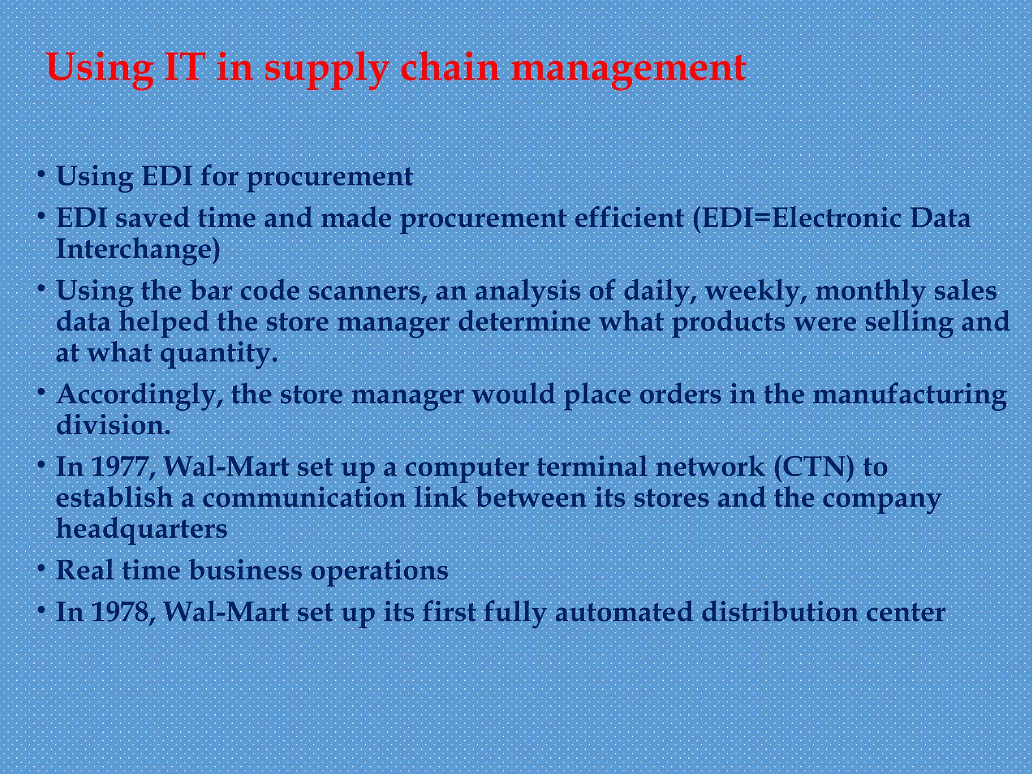 Role of information Technology in Supply Chain Manageent | PPT
