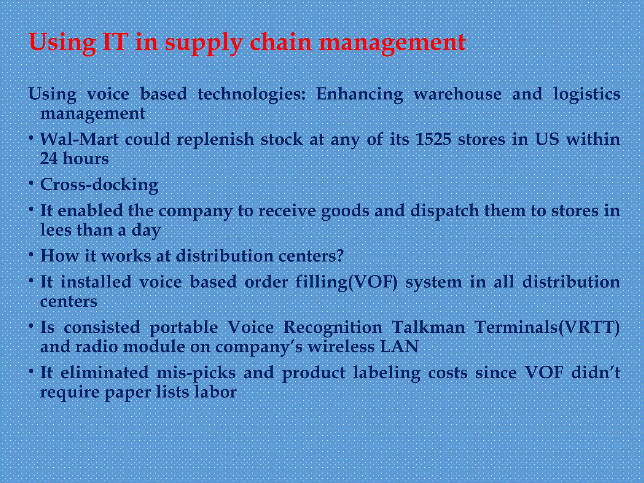 Role of information Technology in Supply Chain Manageent | PPT