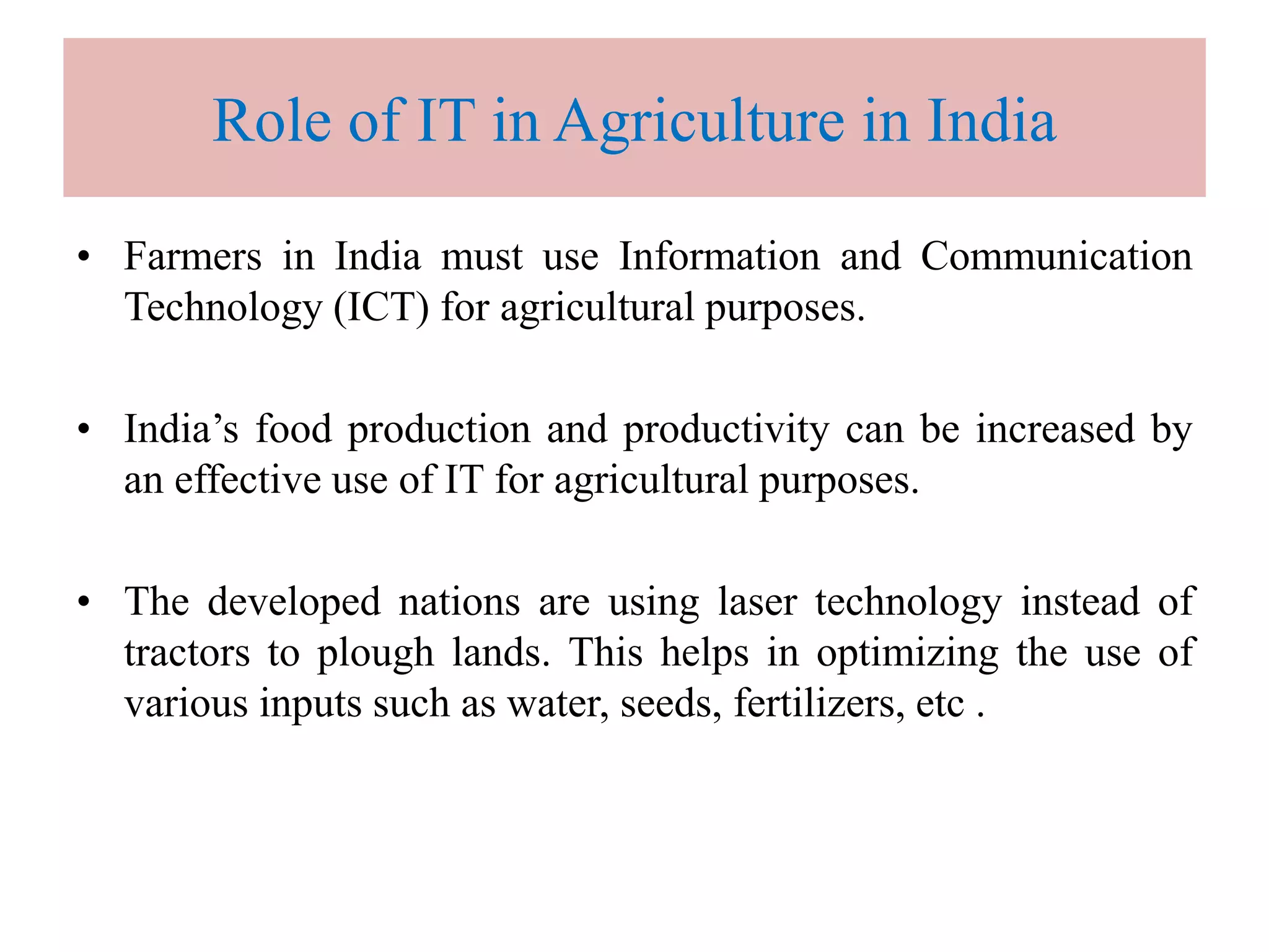 Role of information technology in Agriculture | PPTX