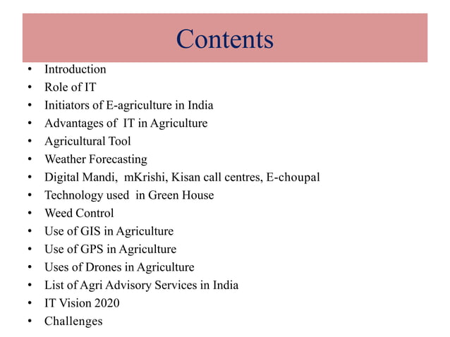 Role of information technology in Agriculture | PPTX | Agriculture ...