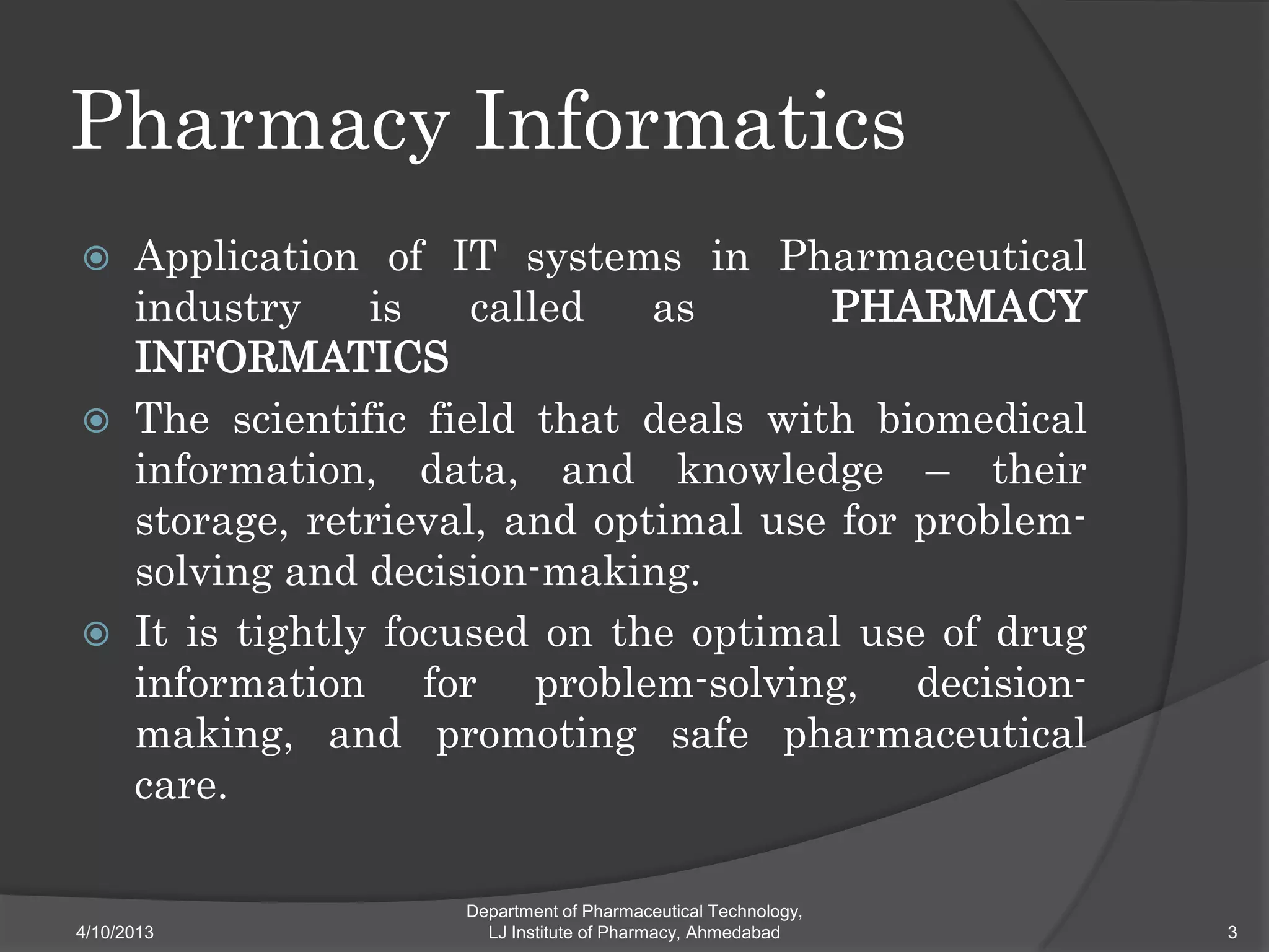 Role of Information Technology in Pharmaceutical industry | PPTX