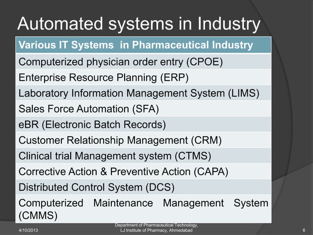 Role of Information Technology in Pharmaceutical industry | PPTX