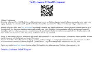 Role Of Infrastructure And Rural Development | PDF | Agriculture ...