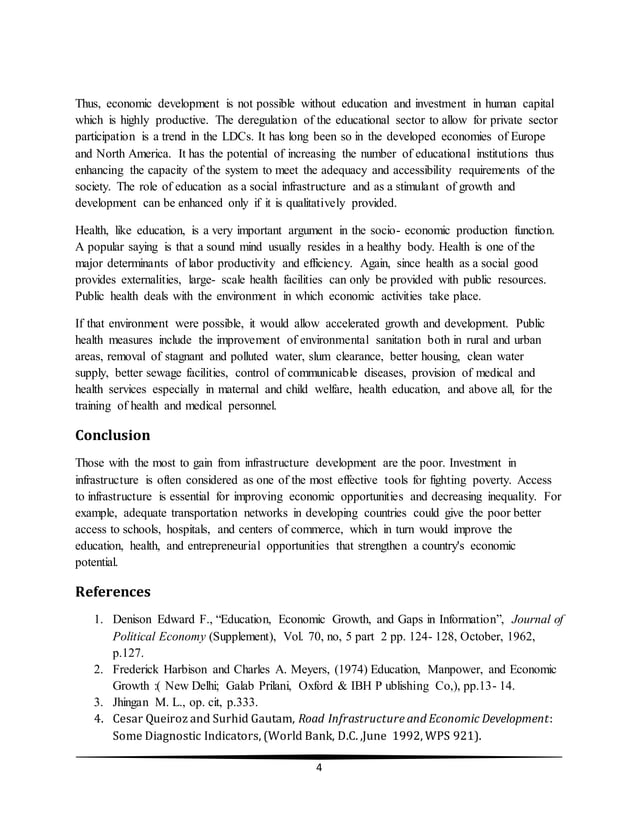 Role of infrastructure in economic development | DOCX