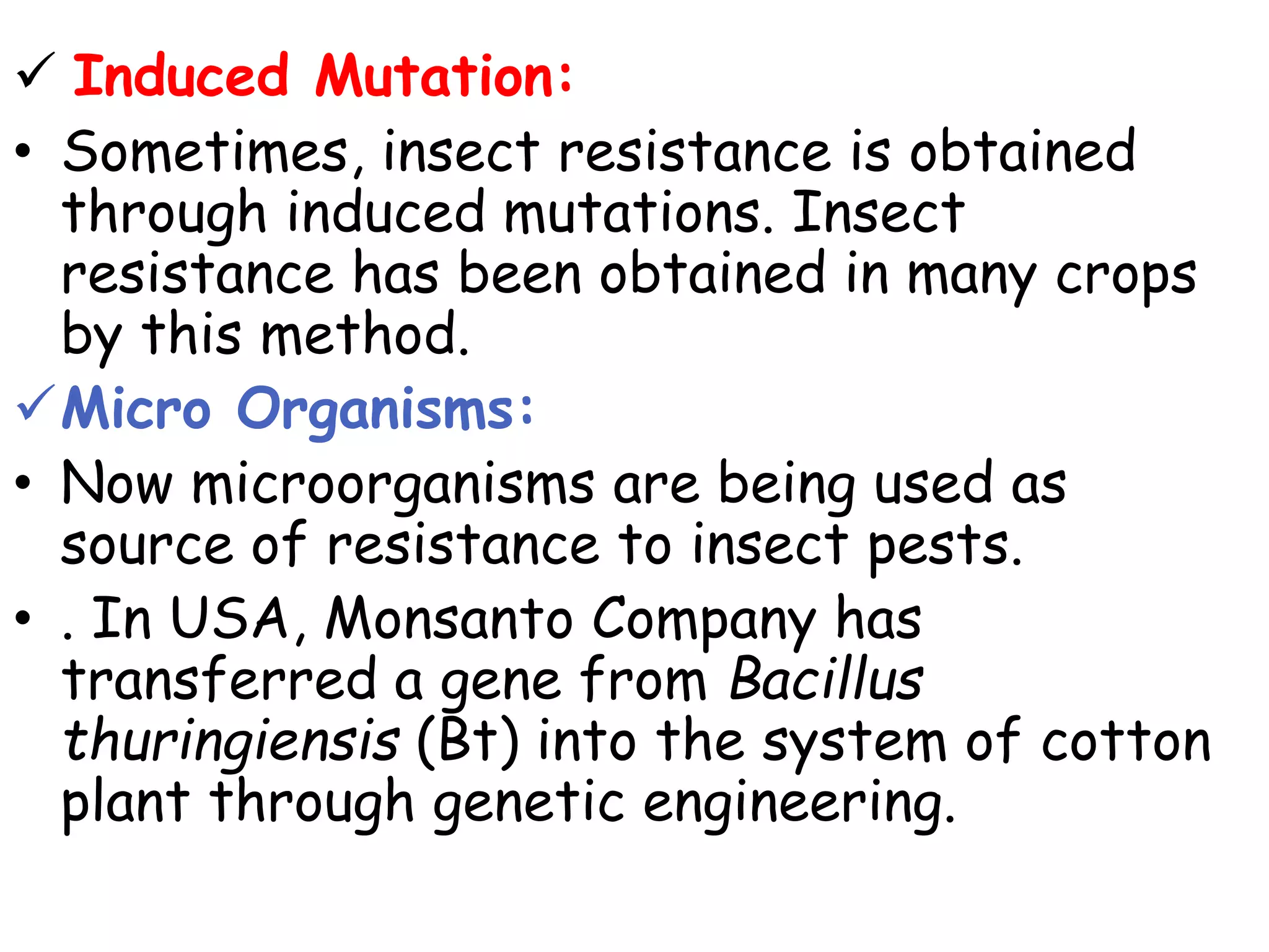 Role of insect resistance in plants | PPTX