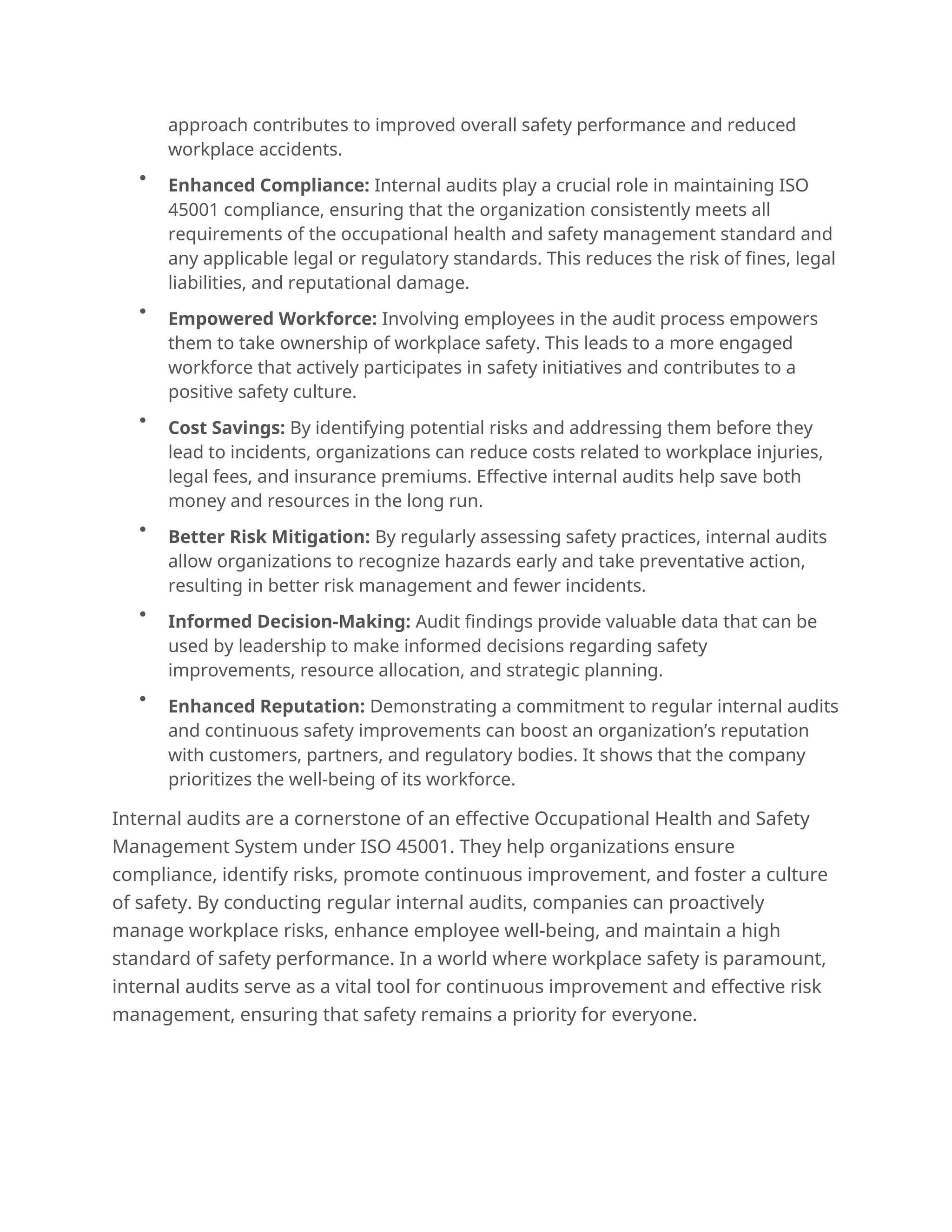ROLE OF INTERNAL AUDITS IN ISO 45001- DRIVING CONTINUOUS IMPROVEMENT ...