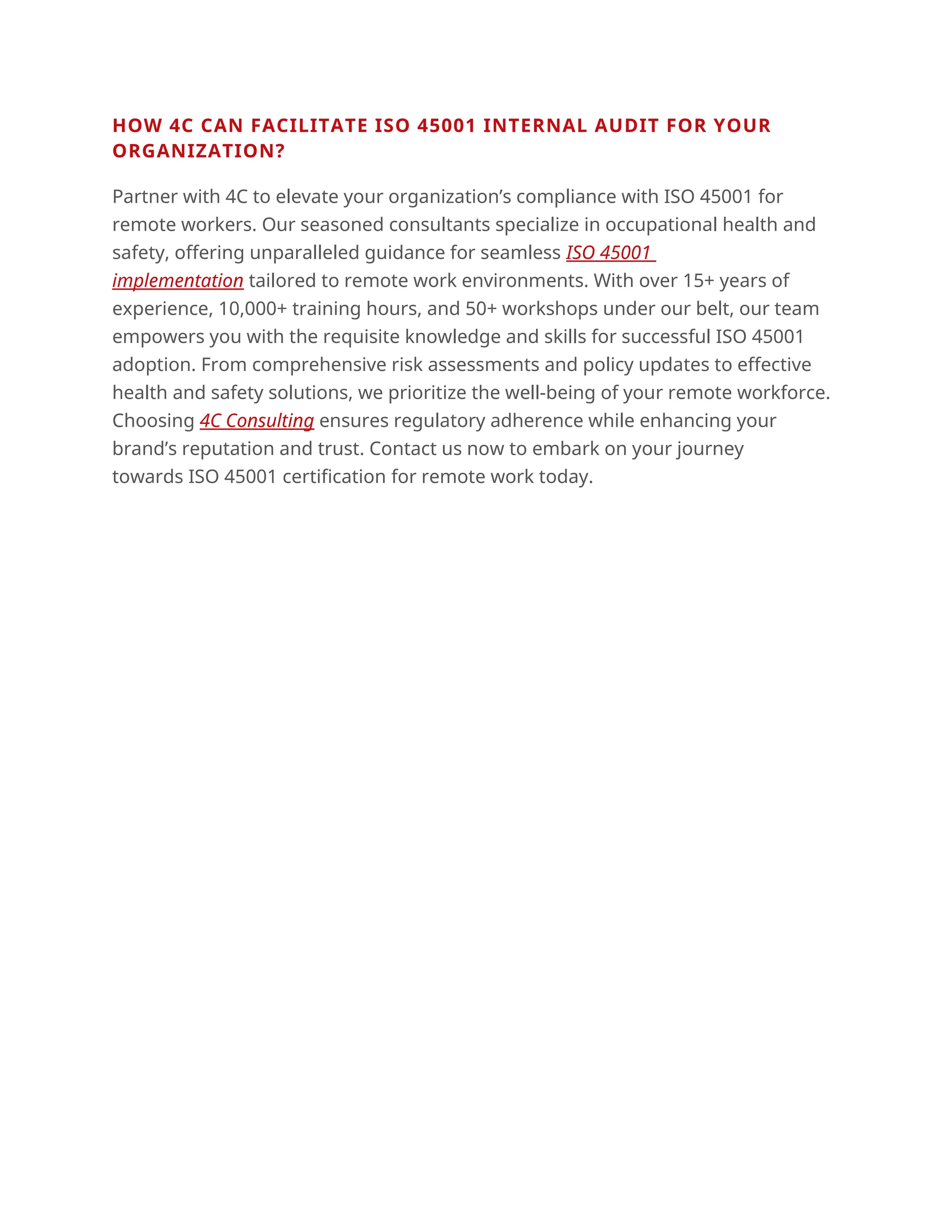 ROLE OF INTERNAL AUDITS IN ISO 45001- DRIVING CONTINUOUS IMPROVEMENT ...
