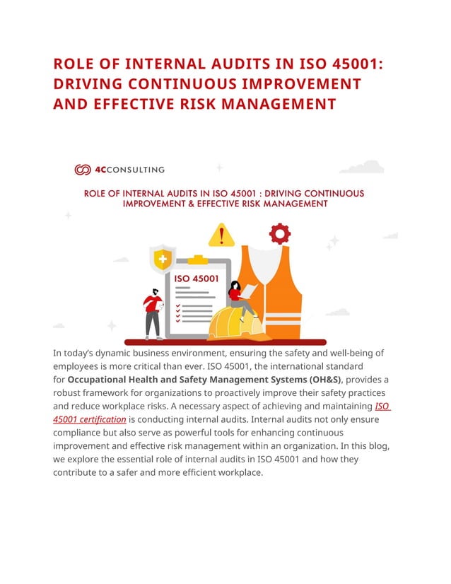 ROLE OF INTERNAL AUDITS IN ISO 45001- DRIVING CONTINUOUS IMPROVEMENT ...