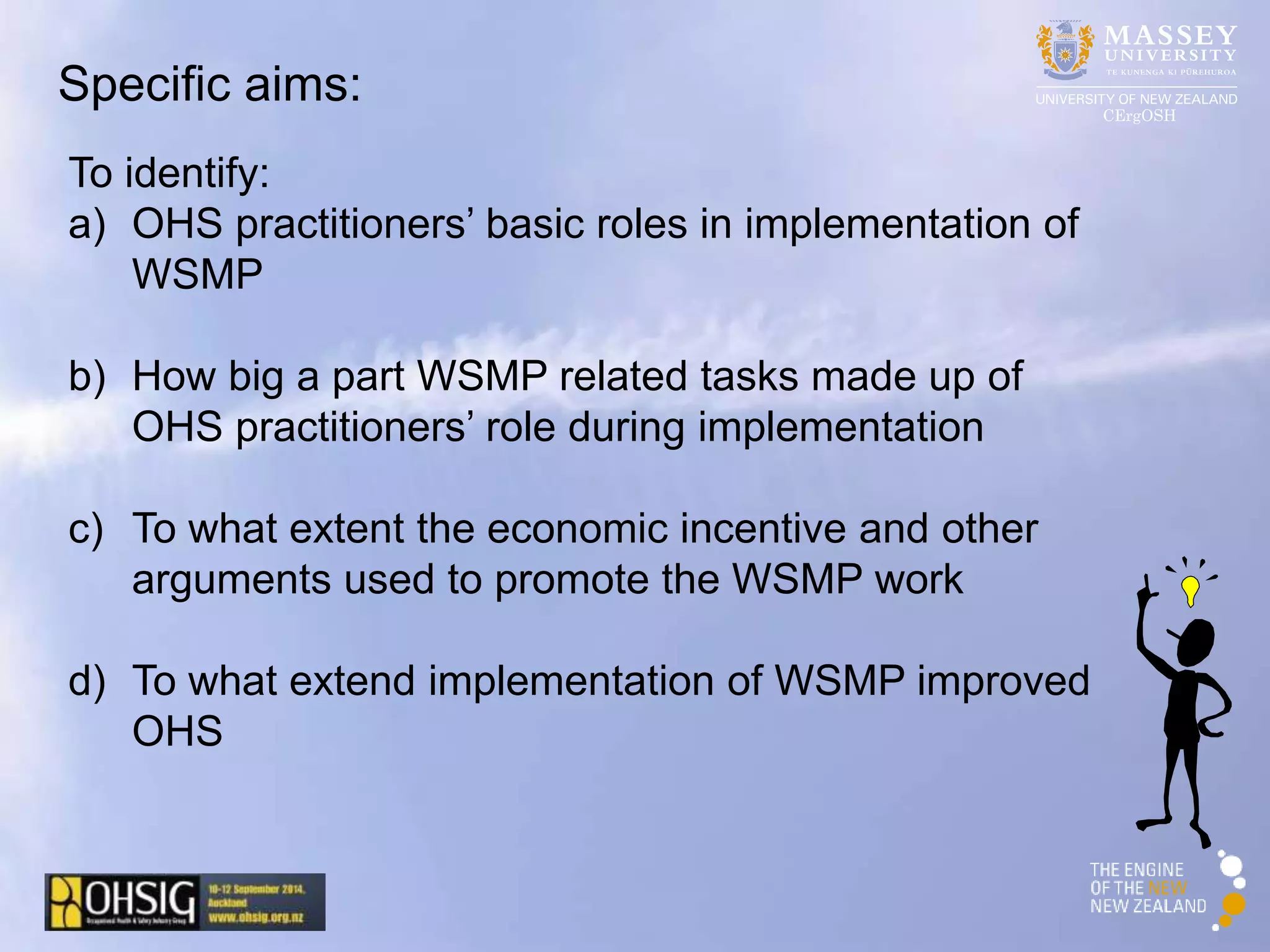 Role of internal OHS practitioners in implementing ACC's Workplace ...