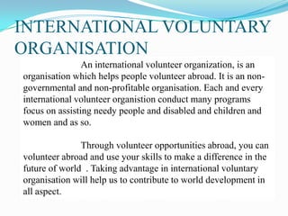 Role of international voluntary organisation | PPTX