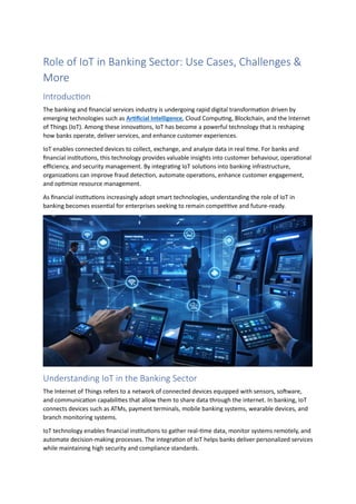 Role of IoT in Banking Sector: Use Cases, Challenges & More | PDF