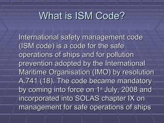 Role of ism code in promoting maritime safety by caleb danladi bako | PPT