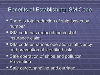 Role of ism code in promoting maritime safety by caleb danladi bako | PPT
