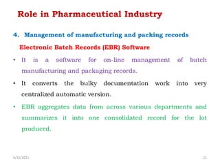 Role of it in pharmaceutical industry | PDF