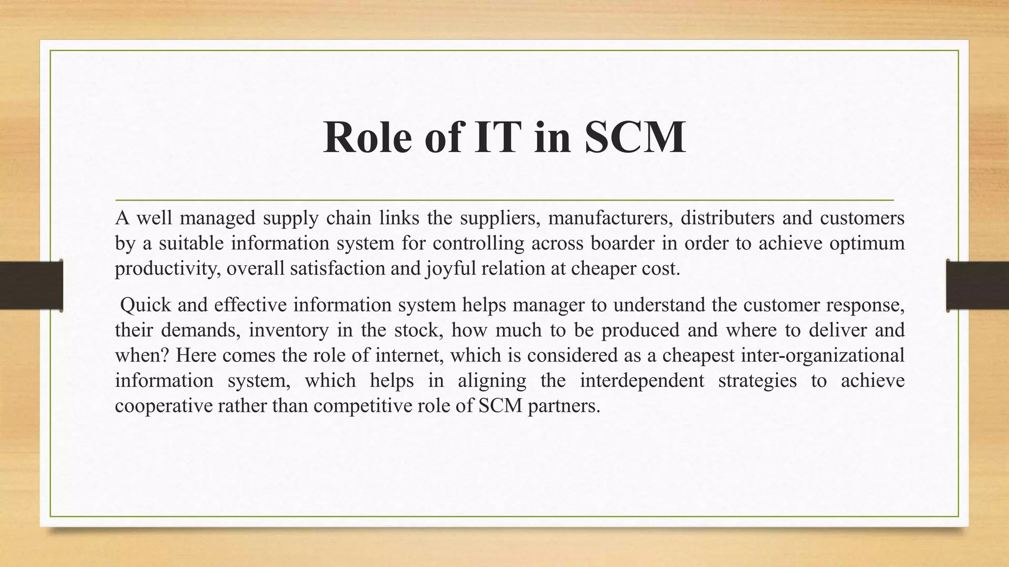 Role of IT in SCM Presentation | PPT