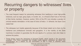 ROLE OF JUDICIARY IN LIMITING WITNESS INTIMIDATION.pptx | Law