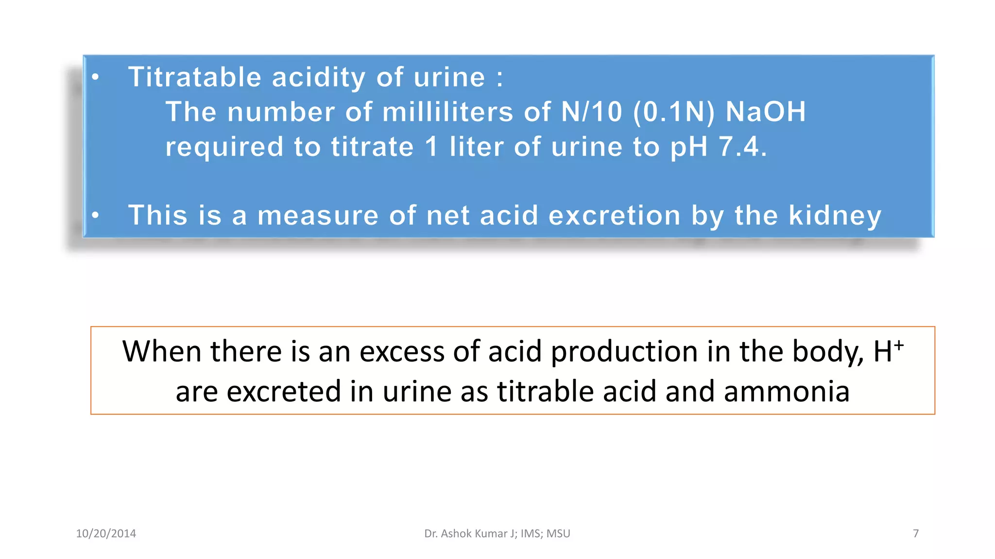Role of kidney in maintaining acid base balance (pH) by; Dr. Ashok ...