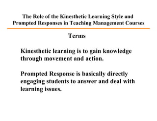 Role of kinesthetic learning style | PDF