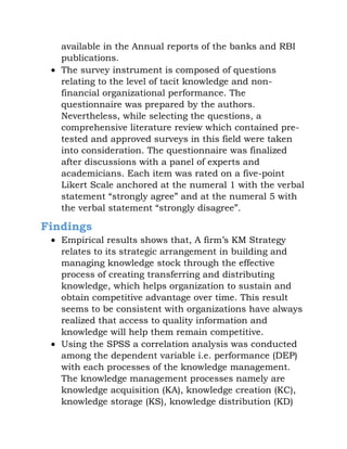 Role of knowledge management in banking sector | PDF