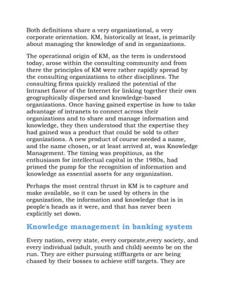 Role of knowledge management in banking sector | PDF