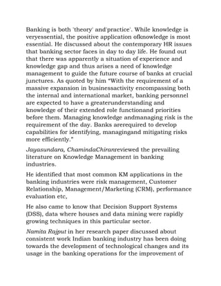 Role of knowledge management in banking sector | DOCX