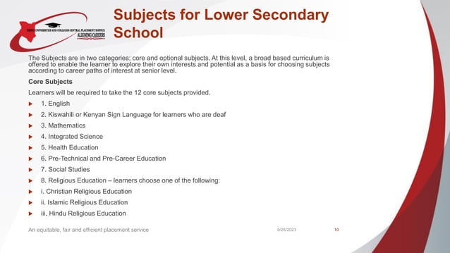 Role of KUCCPS in Kenya implementing CBC | PPT