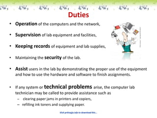 Role of laboratory technicians for computer institutes | PPTX