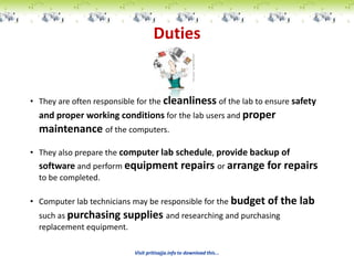 Role of laboratory technicians for computer institutes | PPTX