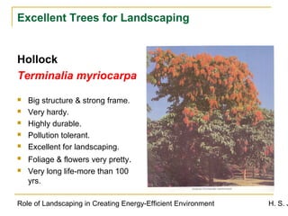 Role of landscaping in creating energy efficient environment | PPT