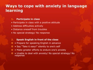 Role of language anxiety in language learning | PPT