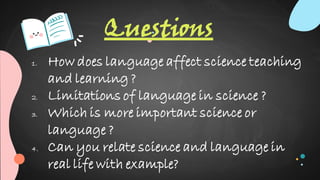 Role and importance of language in science Teaching | PDF