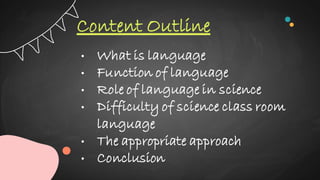 Role and importance of language in science Teaching | PDF