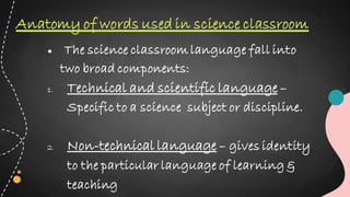 Role and importance of language in science Teaching | PDF