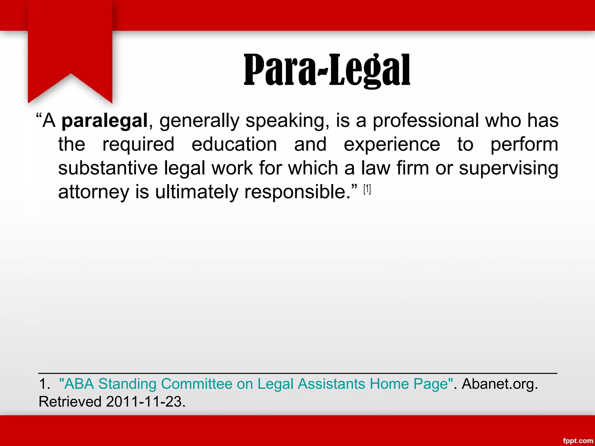 Role of law students as para legal volunteers | PPT