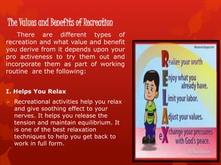 Role of leisure | PPTX