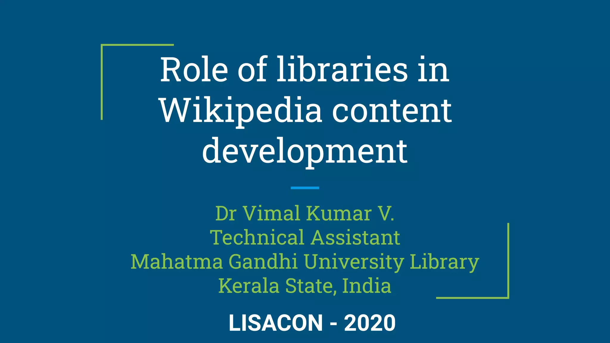 Role of libraries in wikipedia content development | PPT