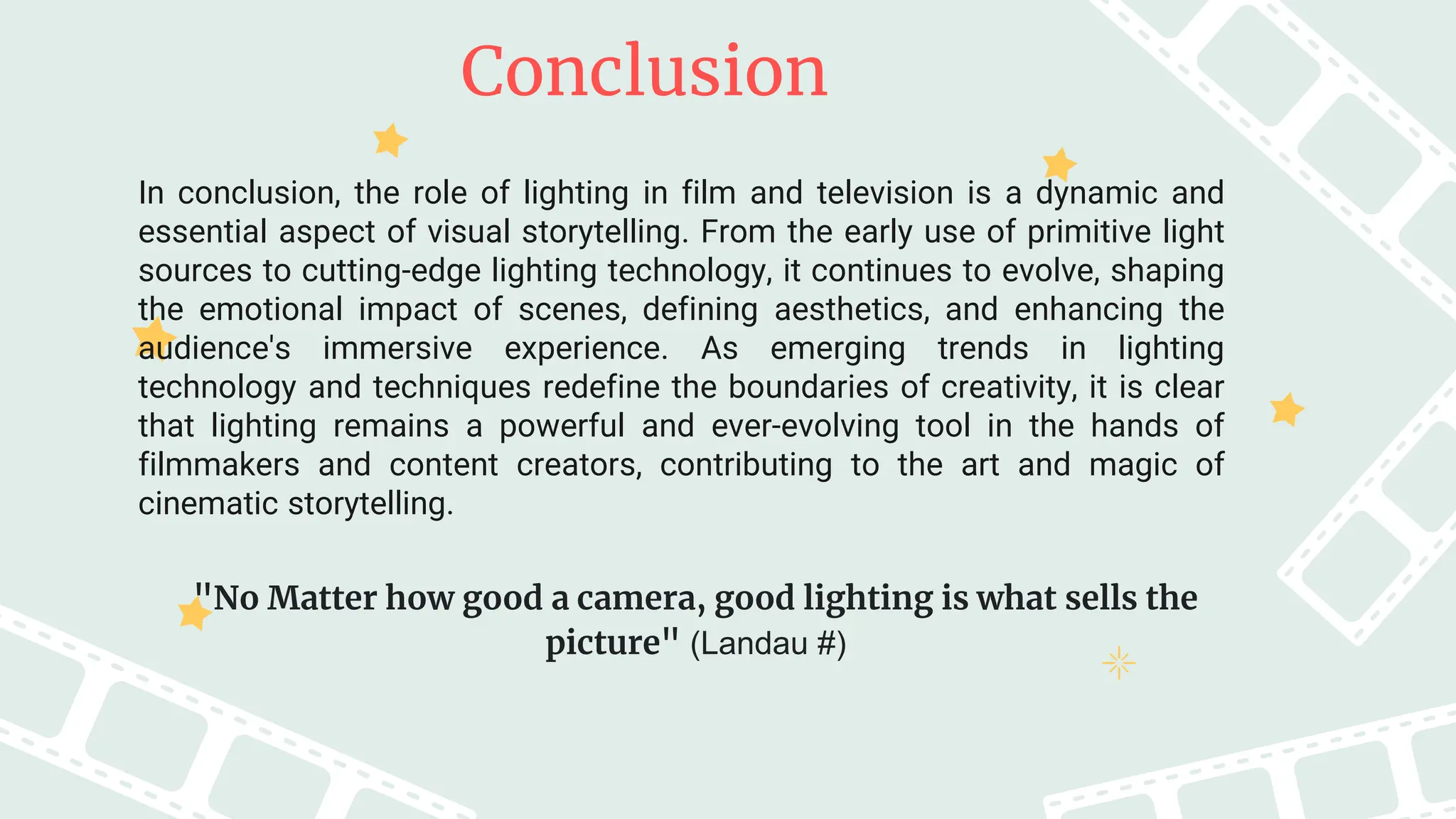 Role of Lighting in Film and Television - Paper 204 | PPTX