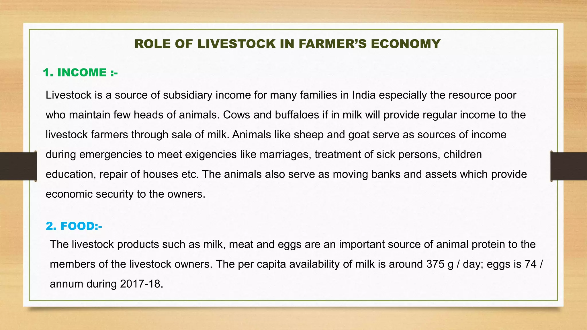 Role of livestock in national economy | PDF