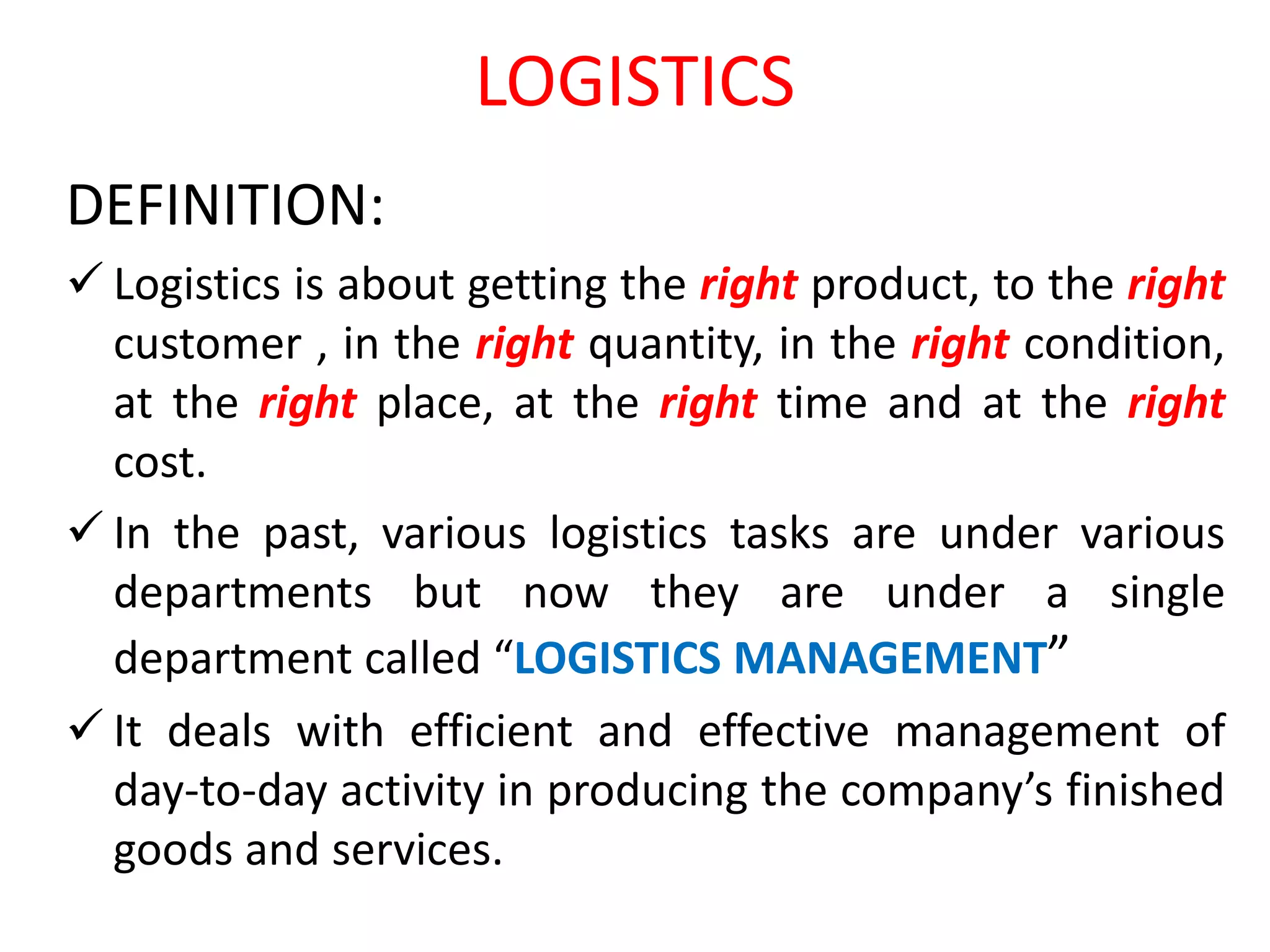 Role of logistics and scm om | PPSX