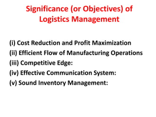 Role of logistics and scm om | PPT
