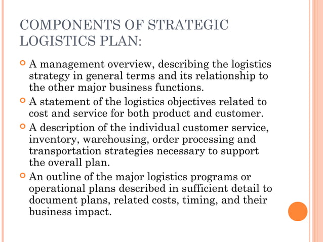 Role of logistics in competitive strategy | PPT