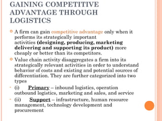 Role of logistics in competitive strategy | PPT