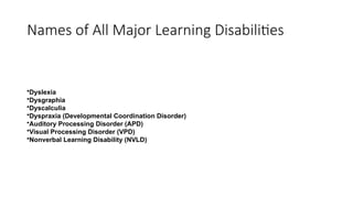 role of Major Learning Disabilities.pptx