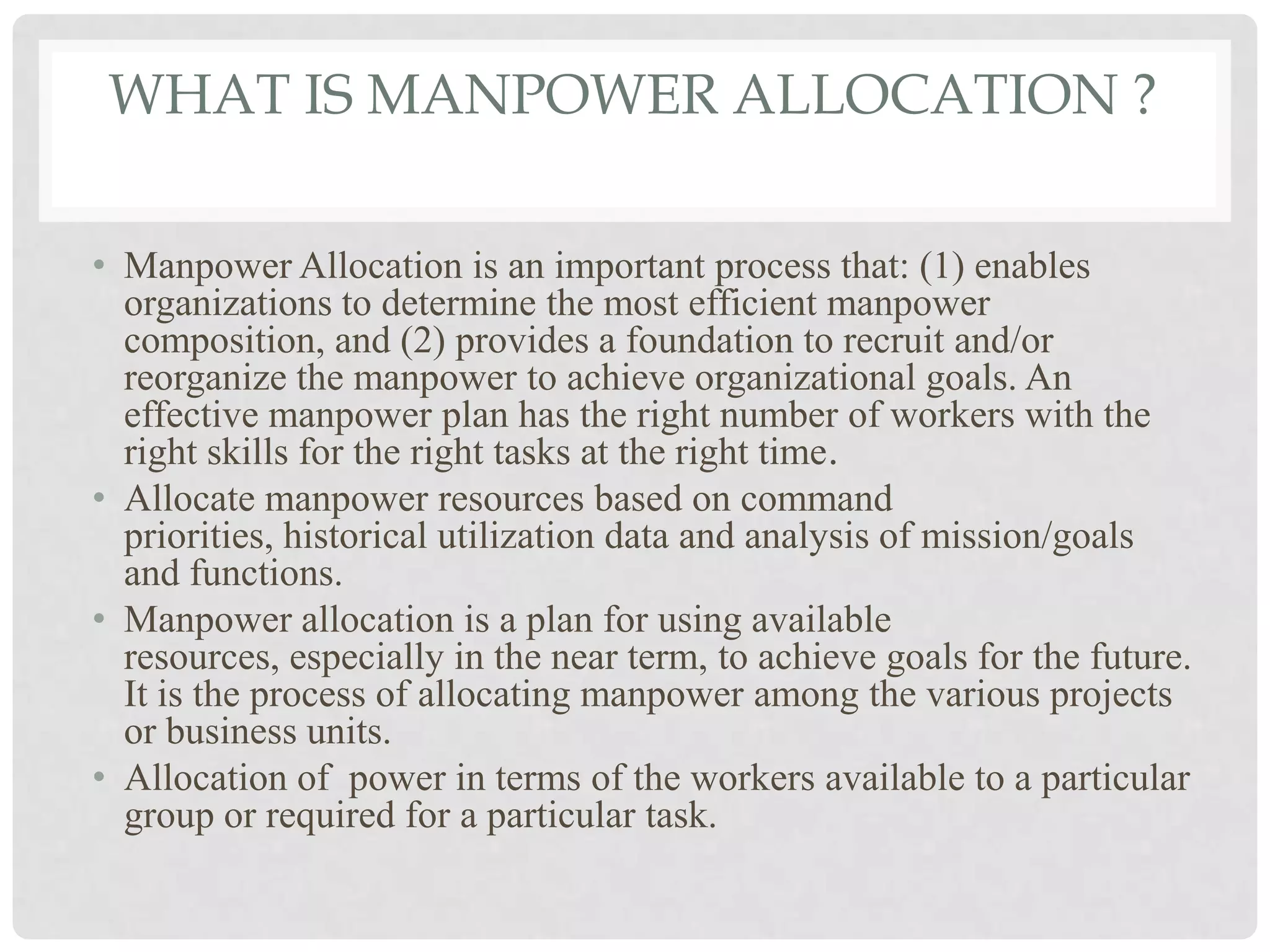 Role of management information systems in manpower allocation | PPTX